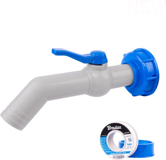Bradas Set – Witte PP 45° Kraan met IBC S60x6 Adapter voor 32 mm Slang – Inclusief... | bol
