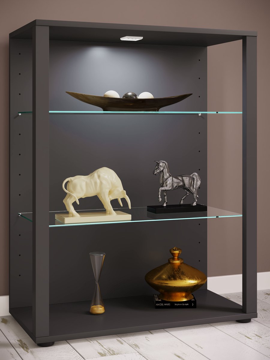 VCM Houten glazen vitrinekast verzamelen Showcase glazen vitrine ...