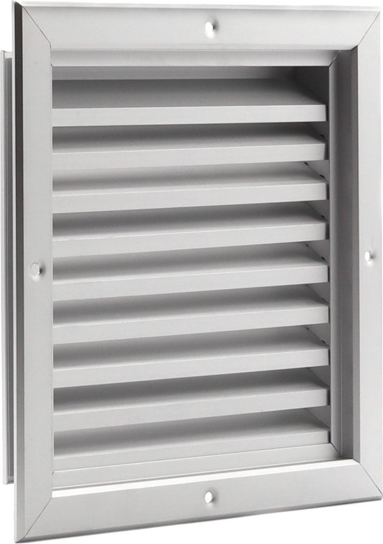 NEDCO gevelrooster 200 x 200 mm - Aluminium - Vaste lamellen - Grijs | bol