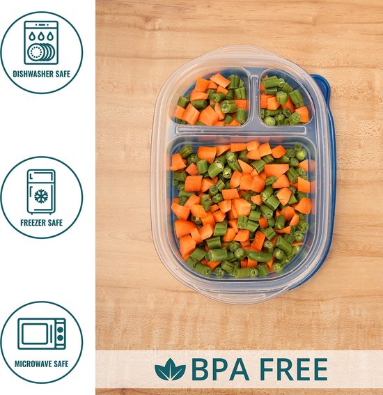 Freshly Contained 3 Compartimenten Diep Plastic Voedsel Containers (10 ...