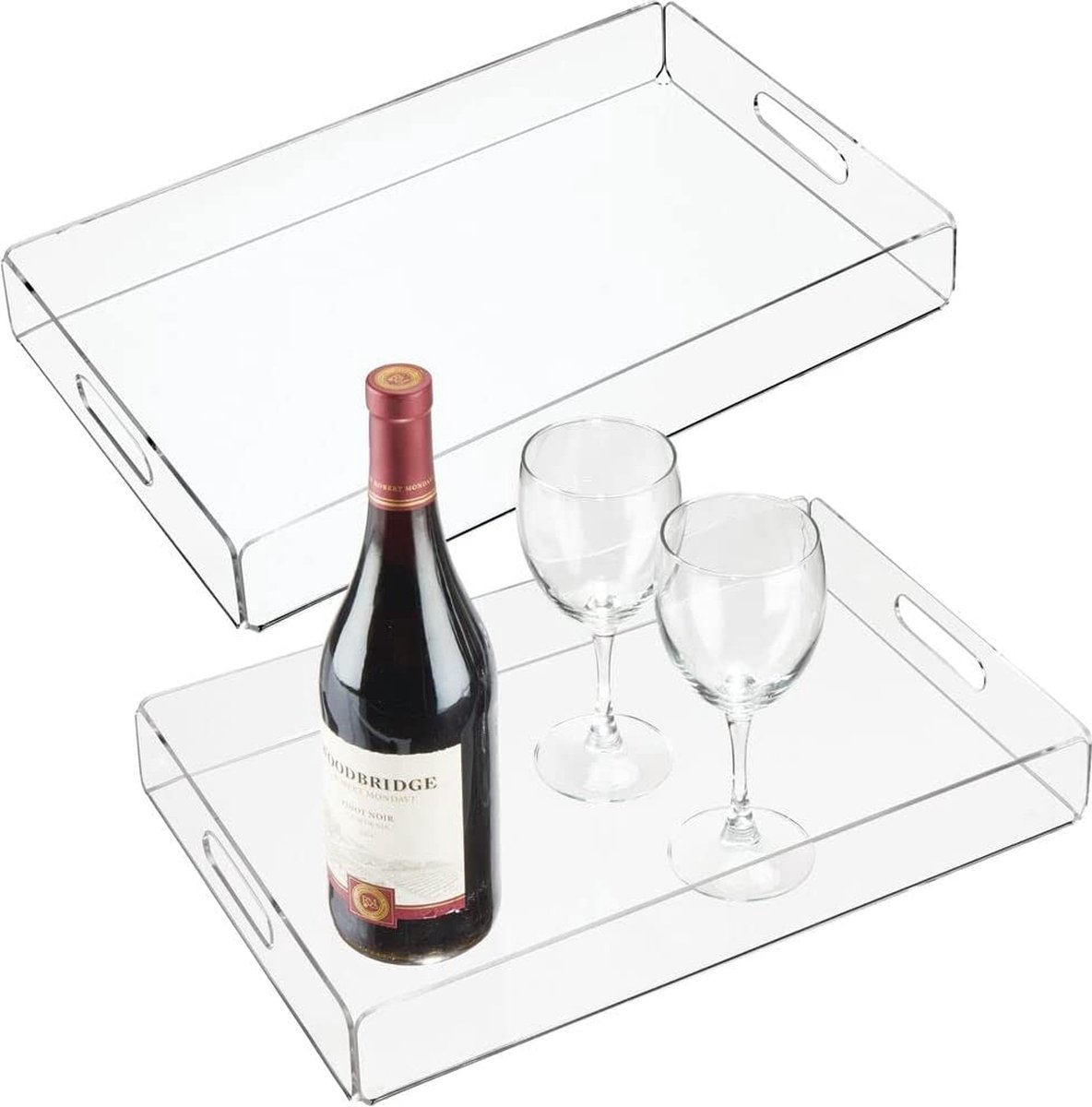 mDesign Set of 2 Serving Trays - Large Serving Platter with Integrated ...