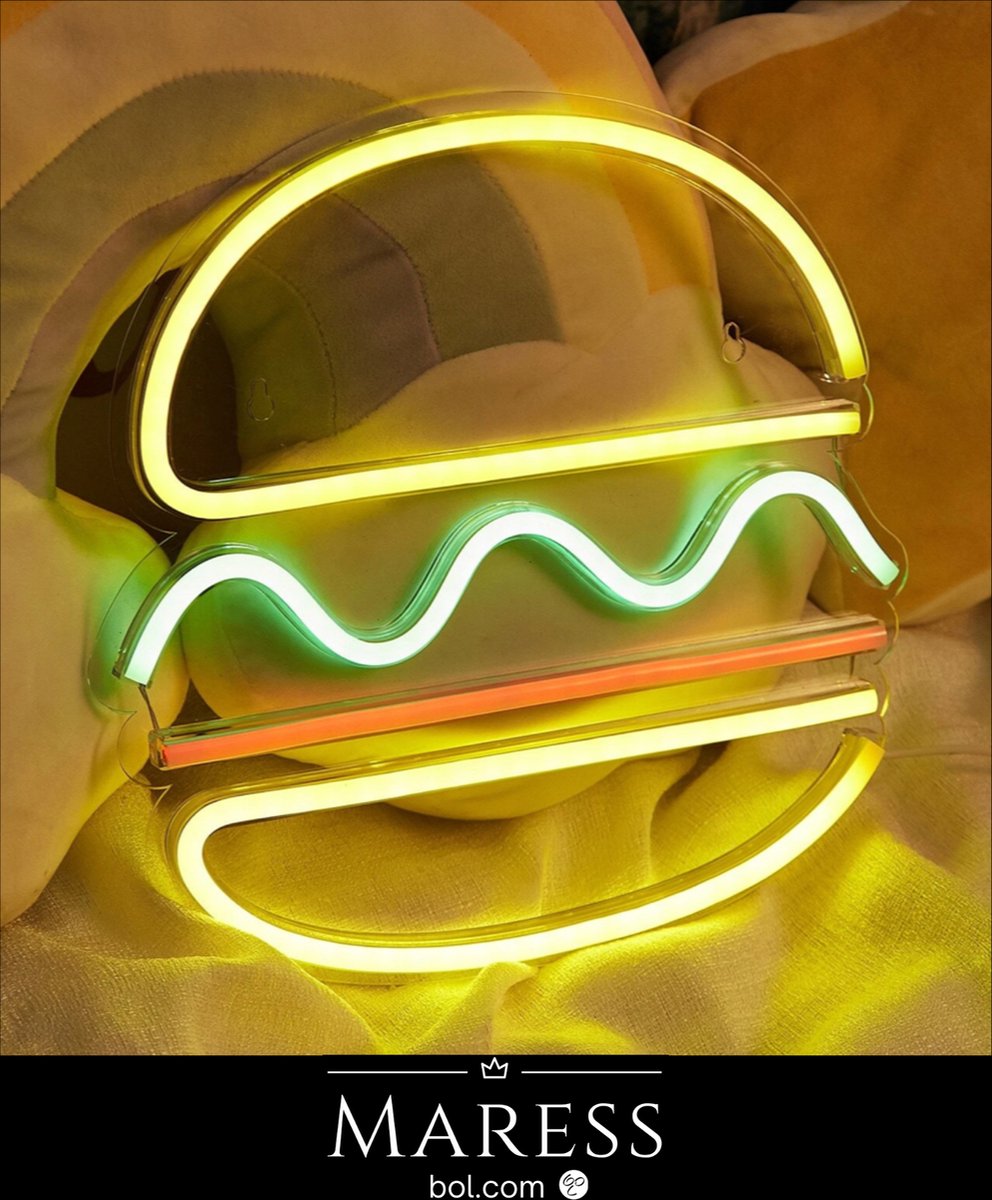 Neon verlichting Hamburger - Hamburger - Burger - Neon wandlamp ...