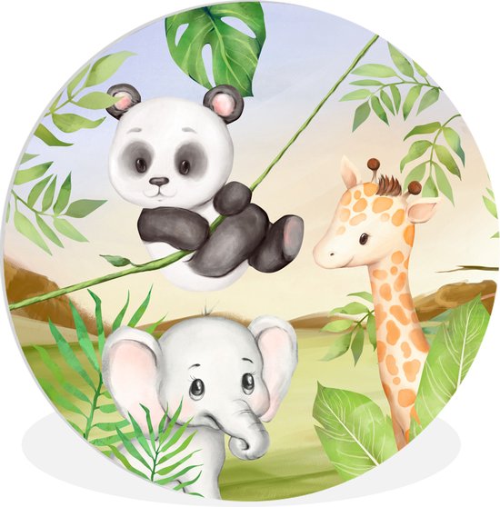 Muurcirkel kinderkamer - Jungle - Dieren - Bladeren - Kinderen - Wandcirkel - Ronde... | bol