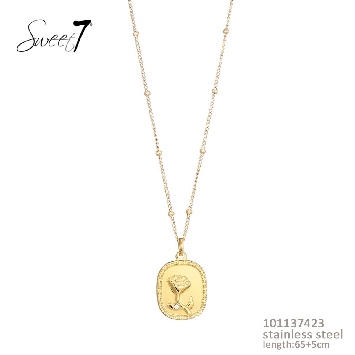 Sweet 7 ketting - stainless steel collection - lange ketting met rozen ...