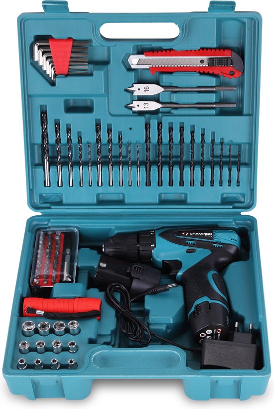 Champion 18V Lithium Accu Schroef-/Boormachine Set - 2 accu's | bol.com
