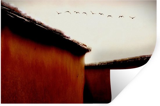 Muurstickers - Sticker Folie - Dieren - Vogels - Huizen - Rood - 90x60 ...