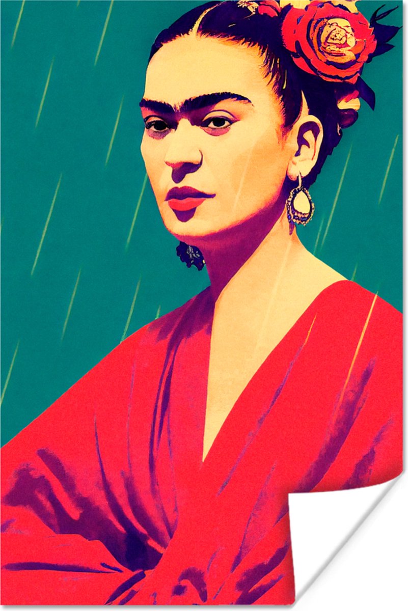 Portret - Frida Kahlo - Vrouw - Vintage - Rood | bol.com