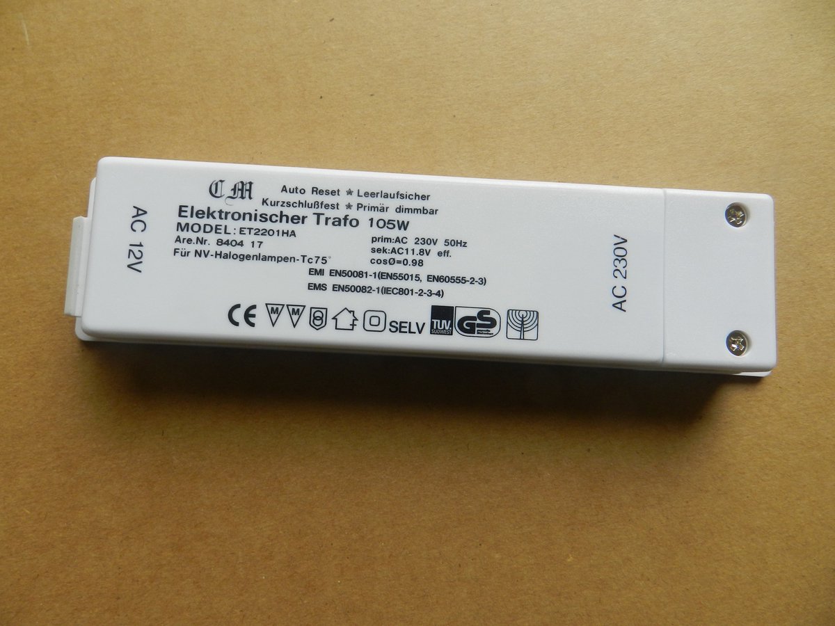 Elektronische trafo 105W LET OP alleen geschikt voor AMP aansluiting ...