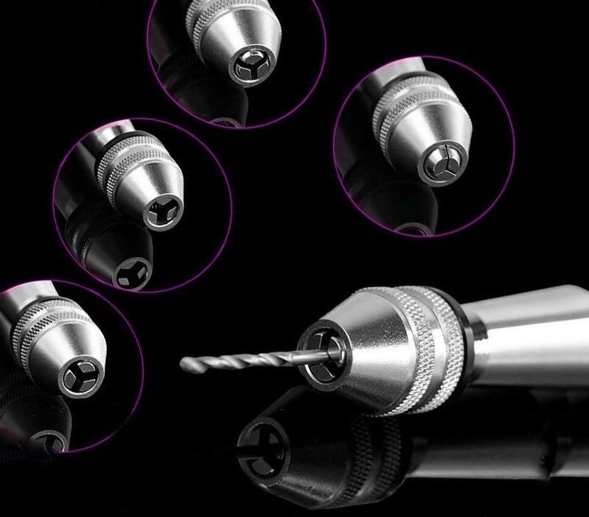 Stevige handboor zilver met 10 boortjes | bol