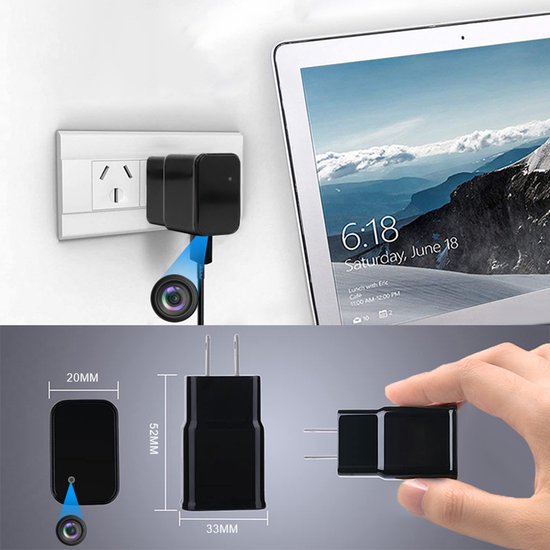 Verborgen Spy Camera Adapter - Wifi met App - USB Oplader - Spionage Camera -... | bol.com