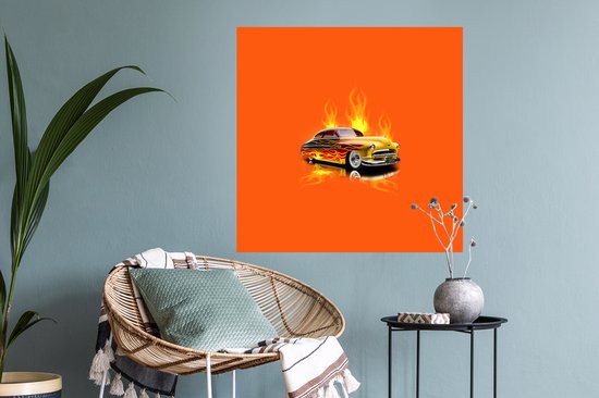 Muurstickers - Sticker Folie - Auto - Vlammen - Oranje - Vuur - Vintage ...
