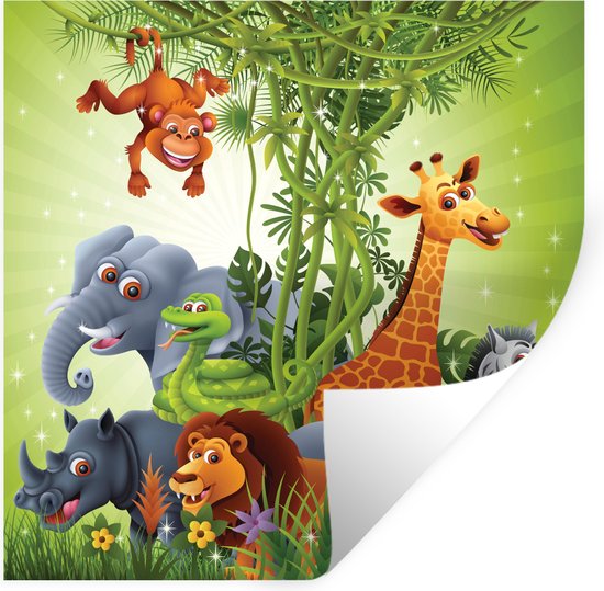 Muurstickers - Sticker Folie - Jungle dieren - Planten - Kinderen - Olifant - Giraf -... | bol.com