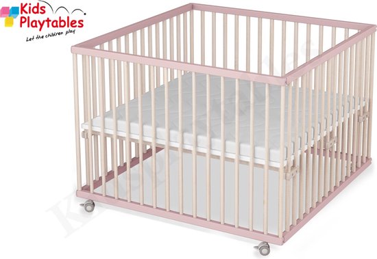 SÄMANN® Baby Box Premium 100x100 Roze-Naturel met matras en in hoogte ...