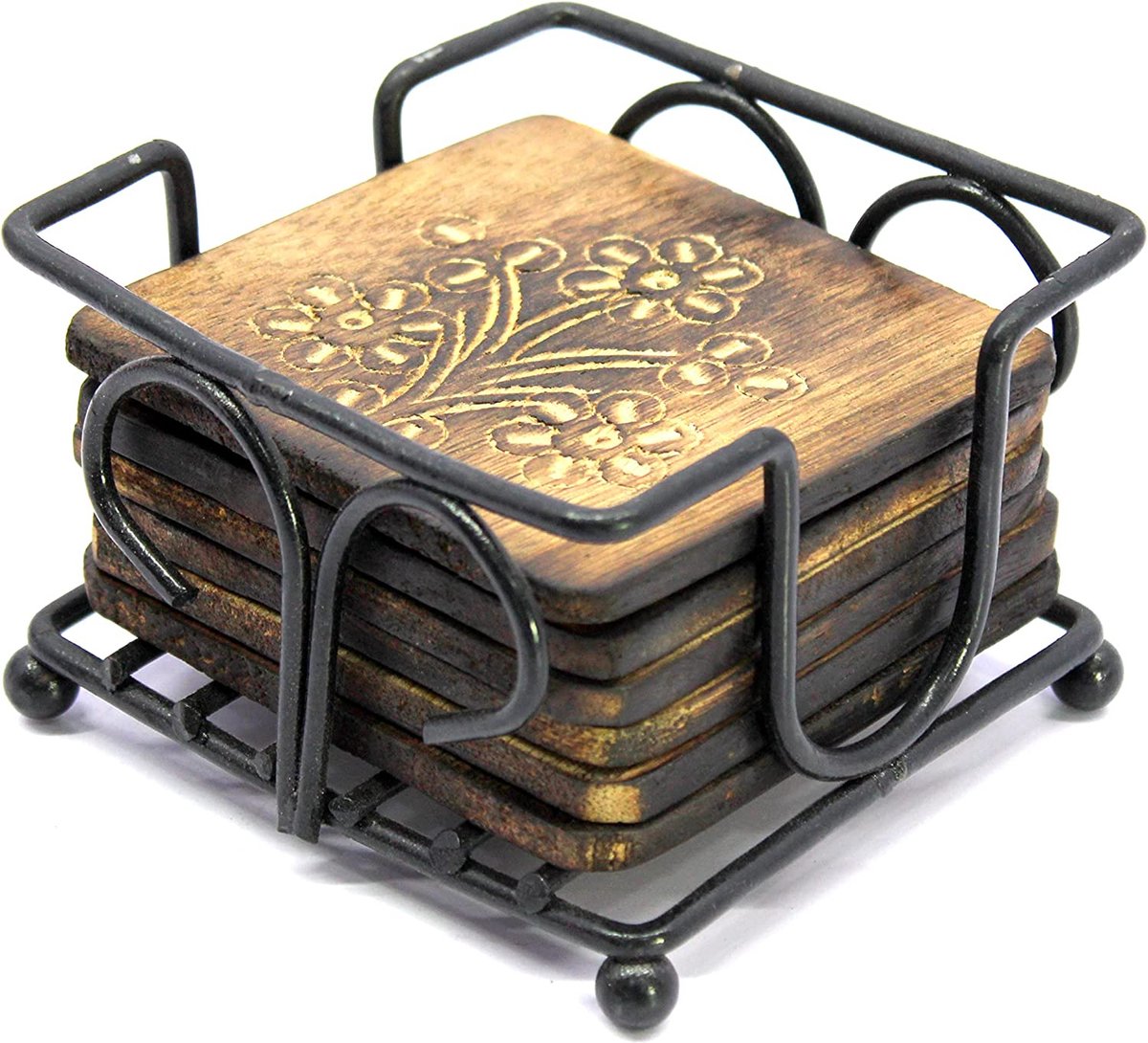 Houten Thee Koffie Onderzetters/Rustieke Onderzetters in Vintage Look ...