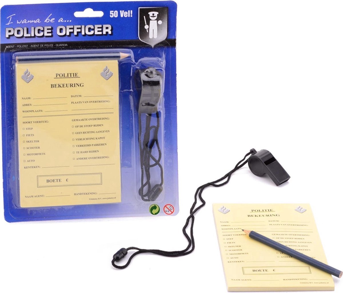 Politie Bonnenboekje Met Potlood En Fluit - Politie Spelen - Politie ...