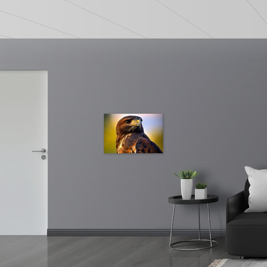 Hout - Poserende Roodstaartbuizerd Vogel - 75x50 cm - 9 mm dik - Foto ...