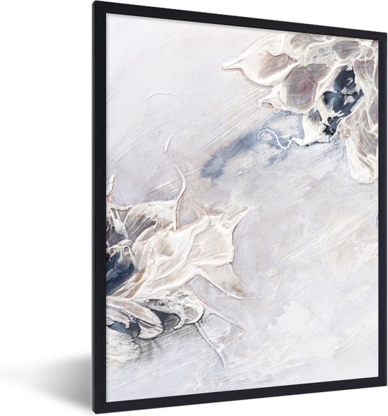 Fotolijst incl. Poster - Verf - Abstract - Beige - Grijs - 60x80 cm ...