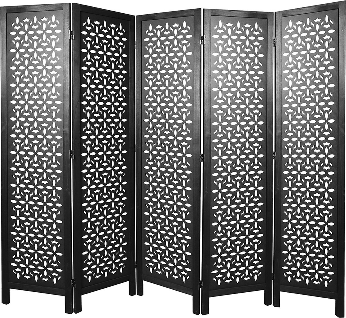 LW Collection Kamerscherm zwart hout - kamerschermen 5 panelen ...