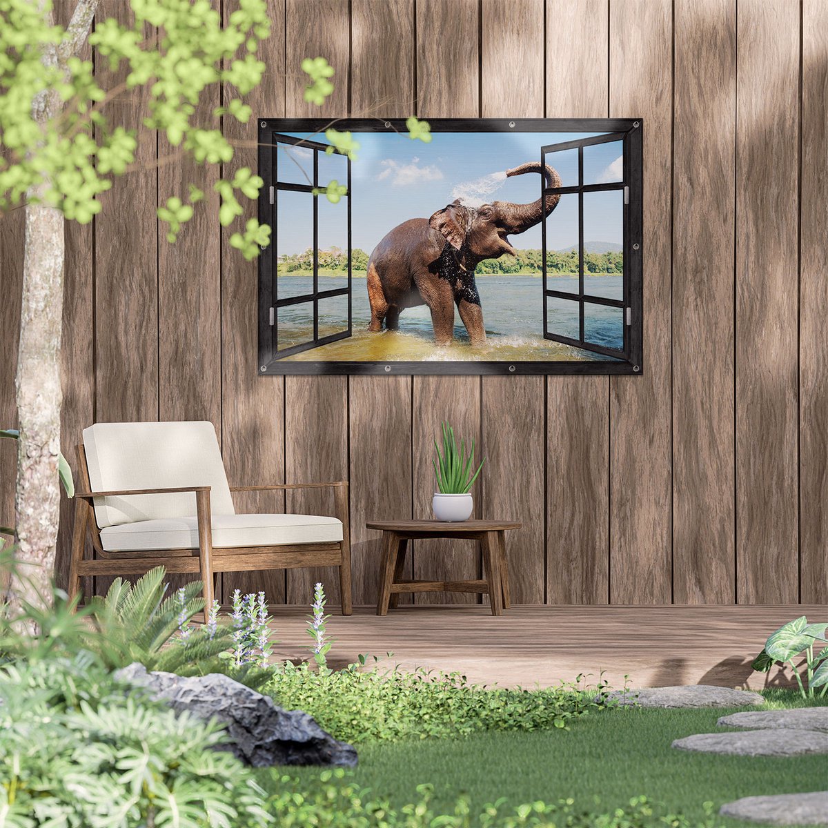 Gars Affiche jardin Transparente Éléphant heureux dans l' Water ...