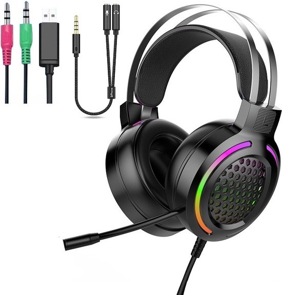 DrPhone GH10 AUX1 Gaming 3.5mm Aux Headset met RGB & Microfoon ...
