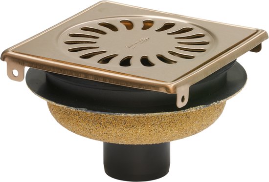 Rosé gold doucheput 146 x 146 mm, onderuitlaat | bol