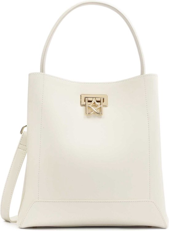 White leather bag with a handle for carrying in the hand | bol