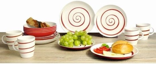 Melamine set GIMEX Classic Line Twist rood - 16 delig - campingservies ...