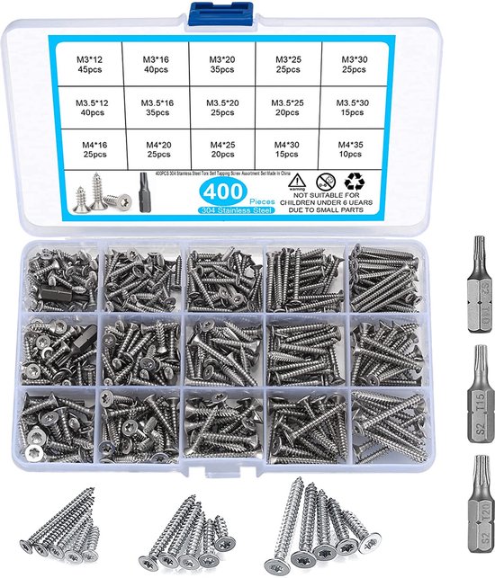 Ensemble d'assortiment de vis autotaraudeuses/boîte d'assortiment de vis... | bol
