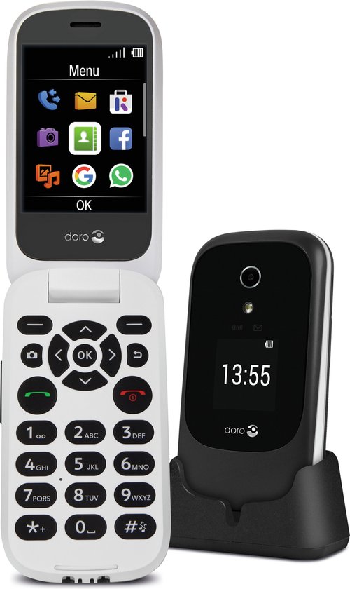 Doro 7060, Clamshell, 7,11 cm (2.8"), 3 MP, Bluetooth, 1350 mAh, Zwart ...