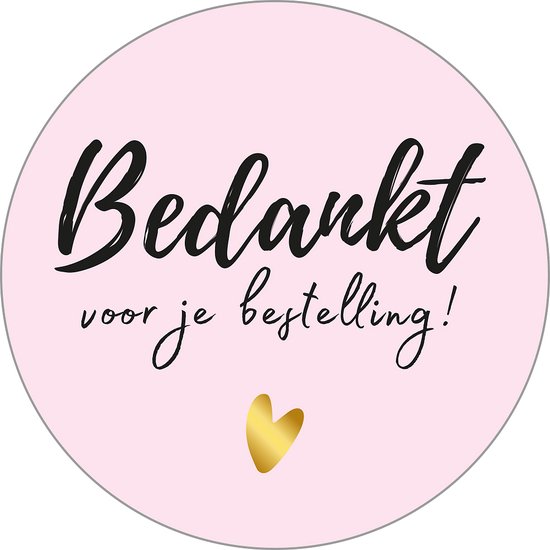 Sluitsticker Groot - Sluitzegel – Bedankt voor je bestelling | Zwart – Rose / Roze –... | bol.com