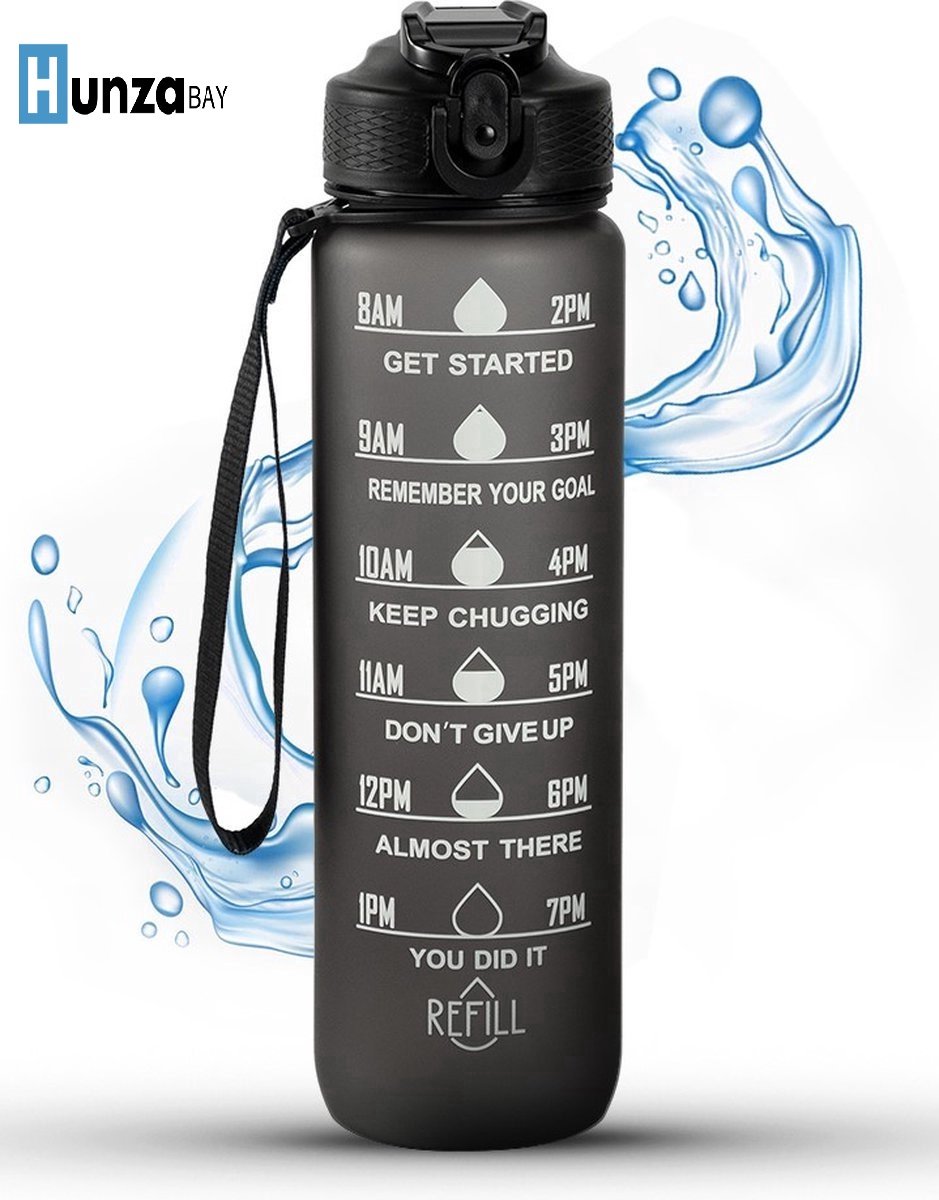 Hunzabay Motivatie waterfles met tijdmarkering | Sport waterfles ...