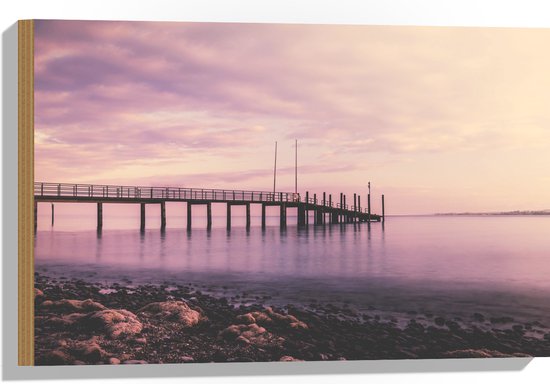 Hout - Stijger op Zee met Roze Gloed - 60x40 cm - 9 mm dik - Foto op ...
