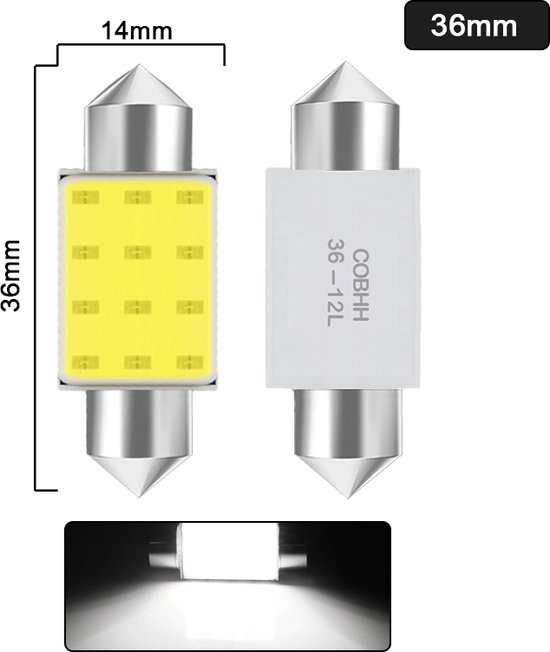 36MM C5W [LED] [WIT] [ZEER FEL] [2STUKS] | bol