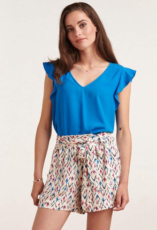 Smashed Lemon - Vrouwen V Hals Loszittende Zomer Bloesje - blue - 23047 ...