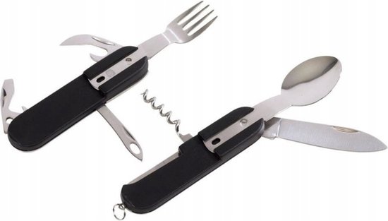 Survival Bestek - 5 delig - Zwart - Met beschermhoes - Gereedschapsriem ...