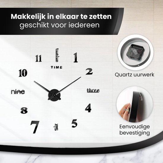 Living Nine Wandklok - Industrieel - Zwart - Ø 80-130cm - Quartz Klok ...