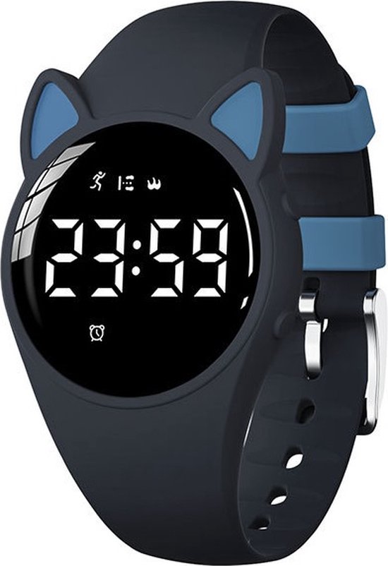 Smartwatch Kinderen - Kat - Stappenteller - Stopwatch - Zwart | bol.com