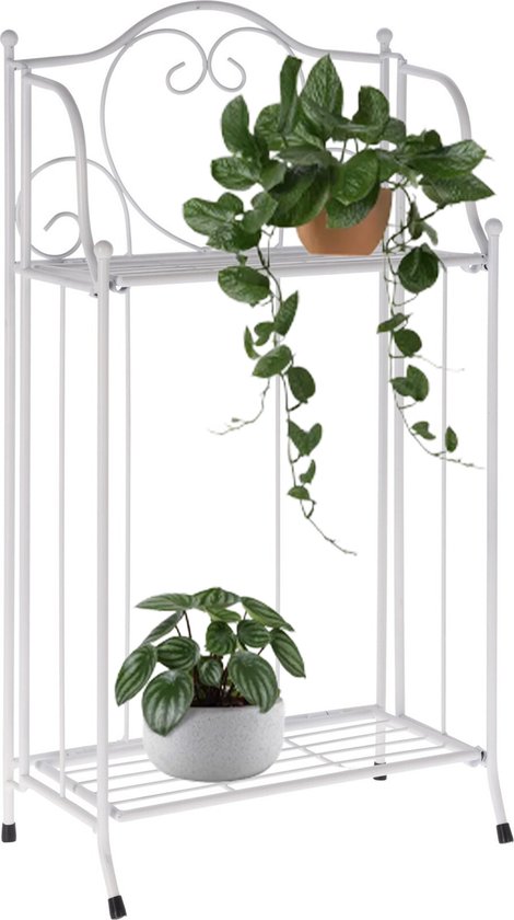 Pro Garden Plantenrek/plantentafel - wit - metaal - opvouwbaar - 34 x ...