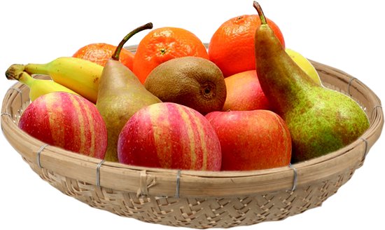 Fruitmand/fruitschaal rond groot - gevlochten bamboe hout - D41 cm | bol