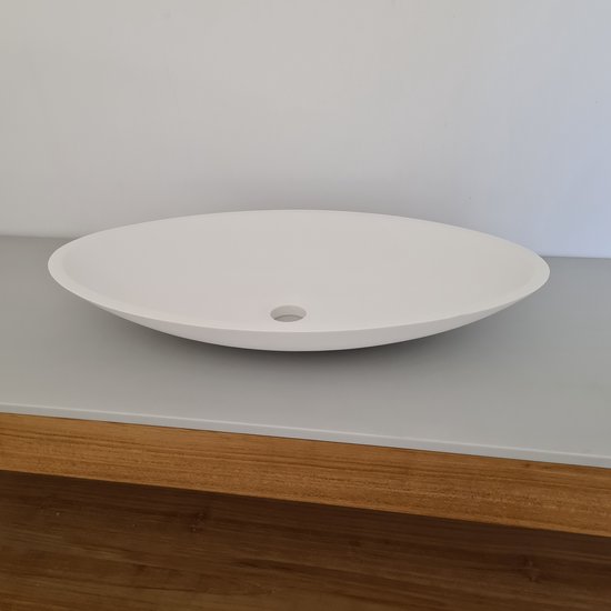 Djati - Solid Ovalado - waskom - ovaal - solid surface - 60 x 35 cm - mat wit | bol