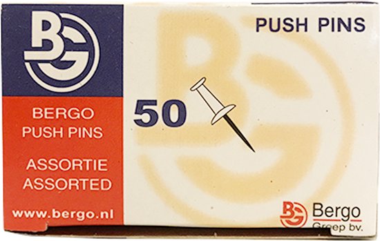 Bergo Push Pins - 250 stuks - gekleurde punaises rood / geel / blauw ...