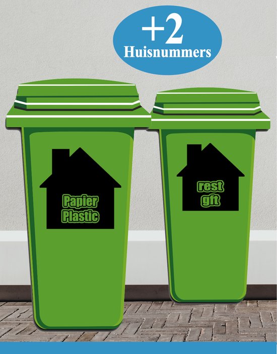 Kliko / Container Stickers 4-Delig | Huisje | GFT, Rest | Papier ...