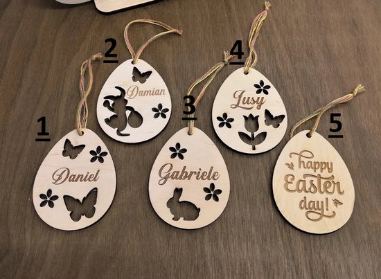 Paasdecoratie gepersonaliseerd gemaakt van hout | Paascadeau ...