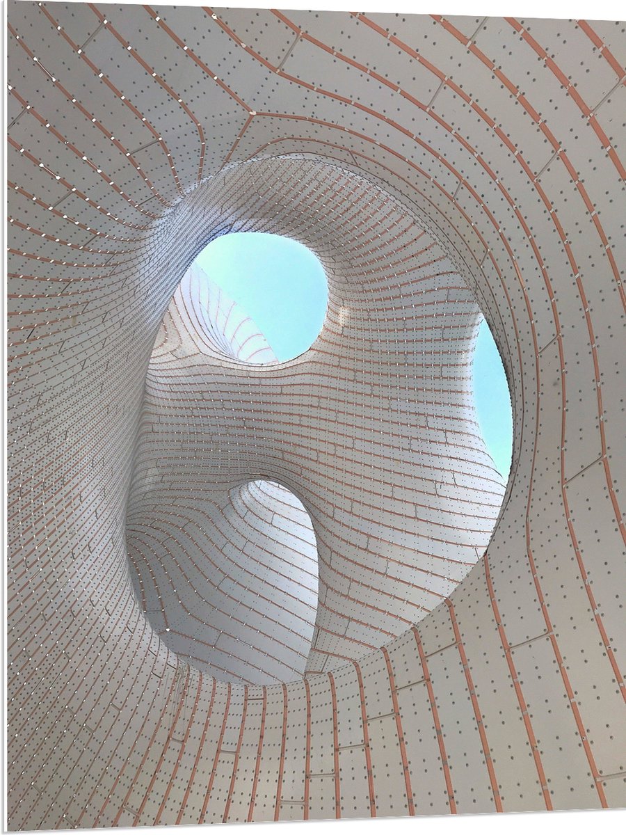 PVC Schuimplaat - Abstract Wit Gebouw met Bogen en Gaten - 75x100 cm ...