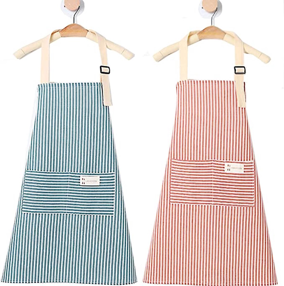 2 stuks kookschort, keukenschort voor dames, katoen, verstelbare schort ...