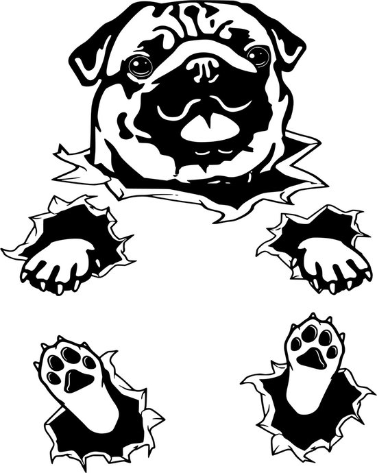 Auto - Raam sticker Dog - Hond - Hondenkop - Poten - Wall art ...