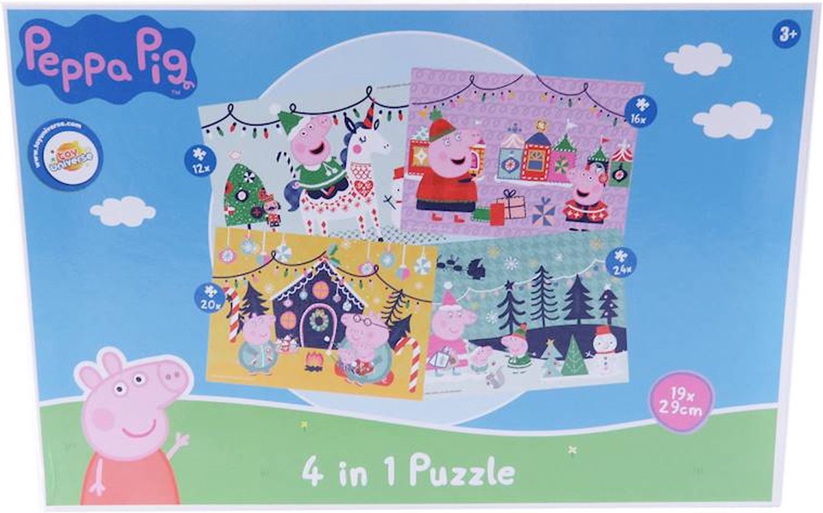 Set van 2 dozen kinderpuzzels - Peppa Pig - Puzzel - 4 in 1 puzzle - 12 ...