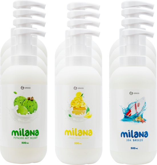 Grass Milana - Handzeep - Zachte Mousse - Mix Set - 12 x 500ml | bol