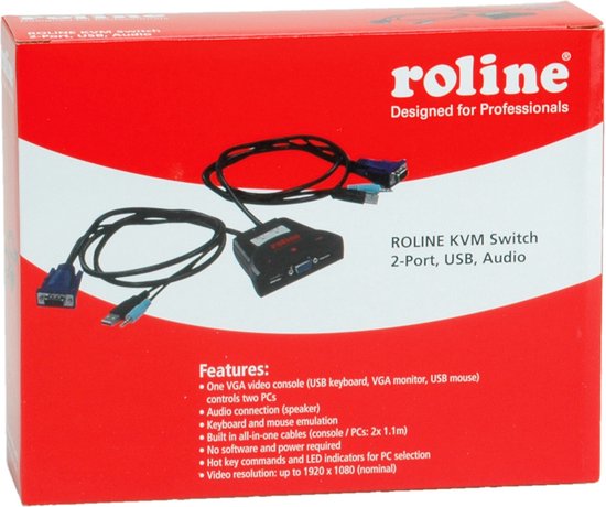 ROLINE KVM Switch 'Star' 2 PCs, VGA, USB, audio | bol