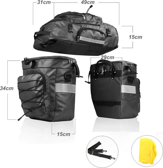 3-in-1 Fietstas - Fietstassen Dubbel - Fietstassen Dubbel Waterdicht ...
